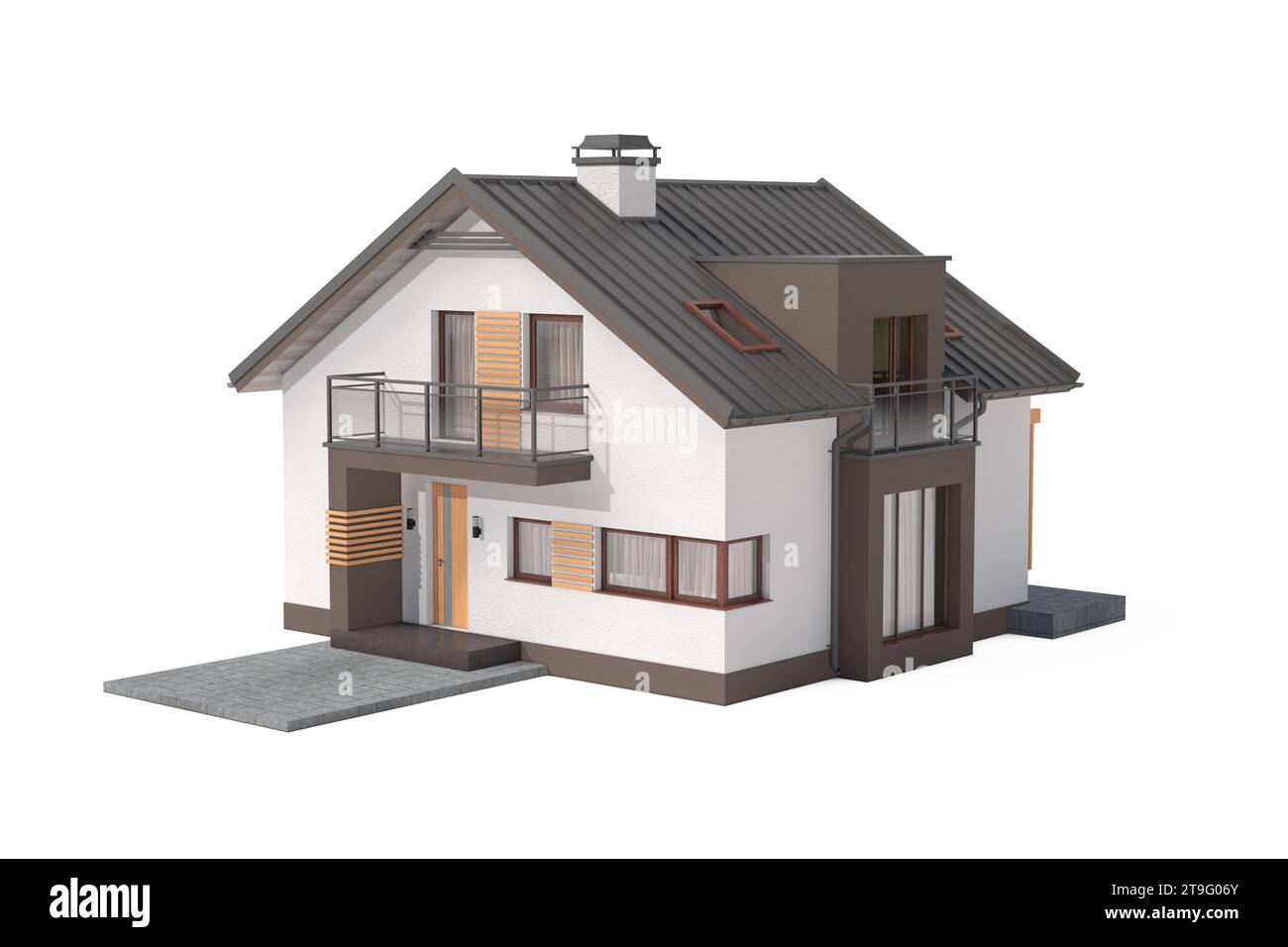 Modern Exterior of Luxury Private House Cottage on a white background ...