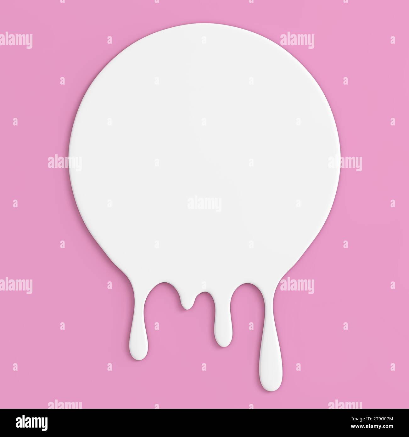 Blank White Paint Dripping Circle Icon on a pink background. 3d ...
