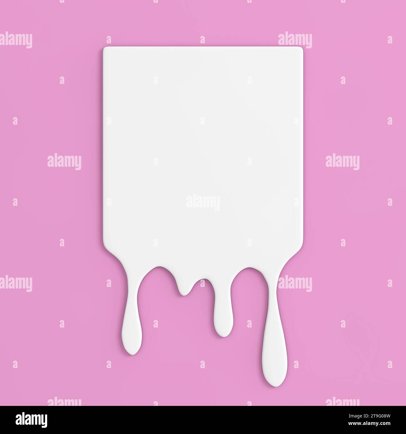 Blank White Paint Dripping Rectangular Icon on a pink background. 3d ...