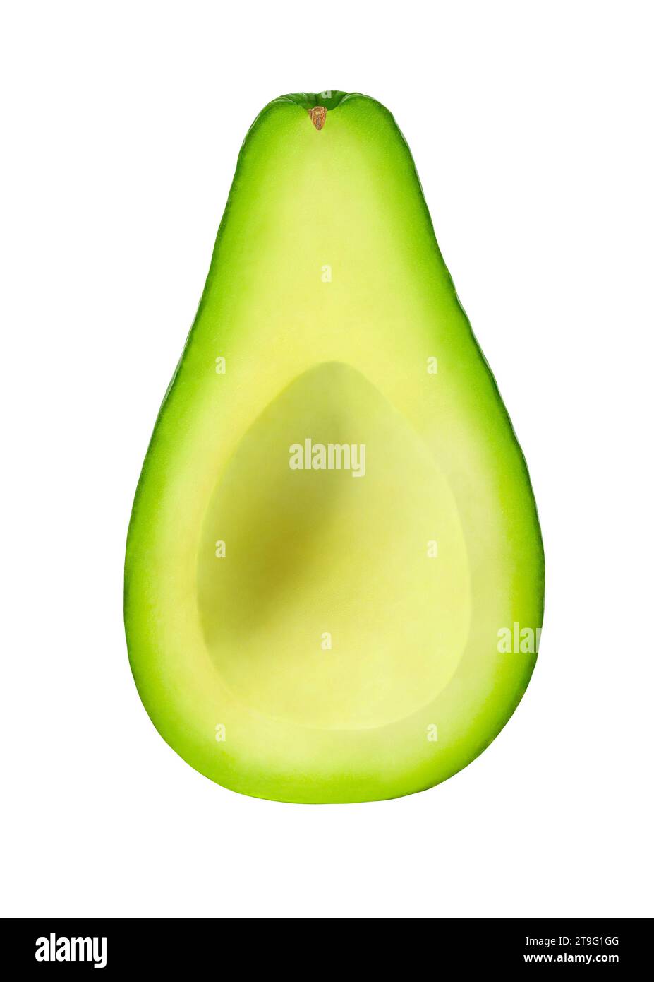 Avocado one cut, the middle without seed isolated on a white background ...