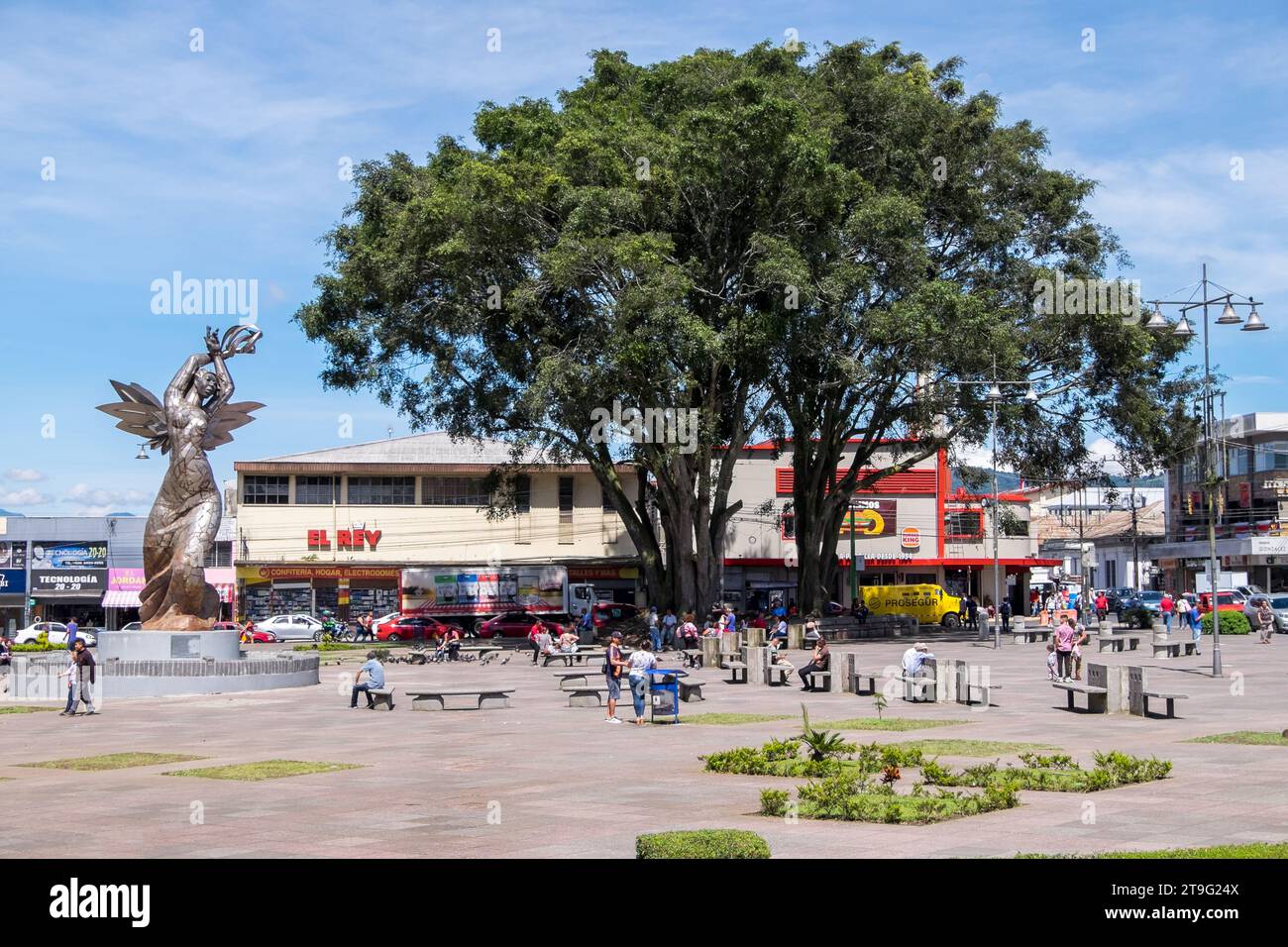 Plaza Mayor and Independence Monument in the urban center of the city ...