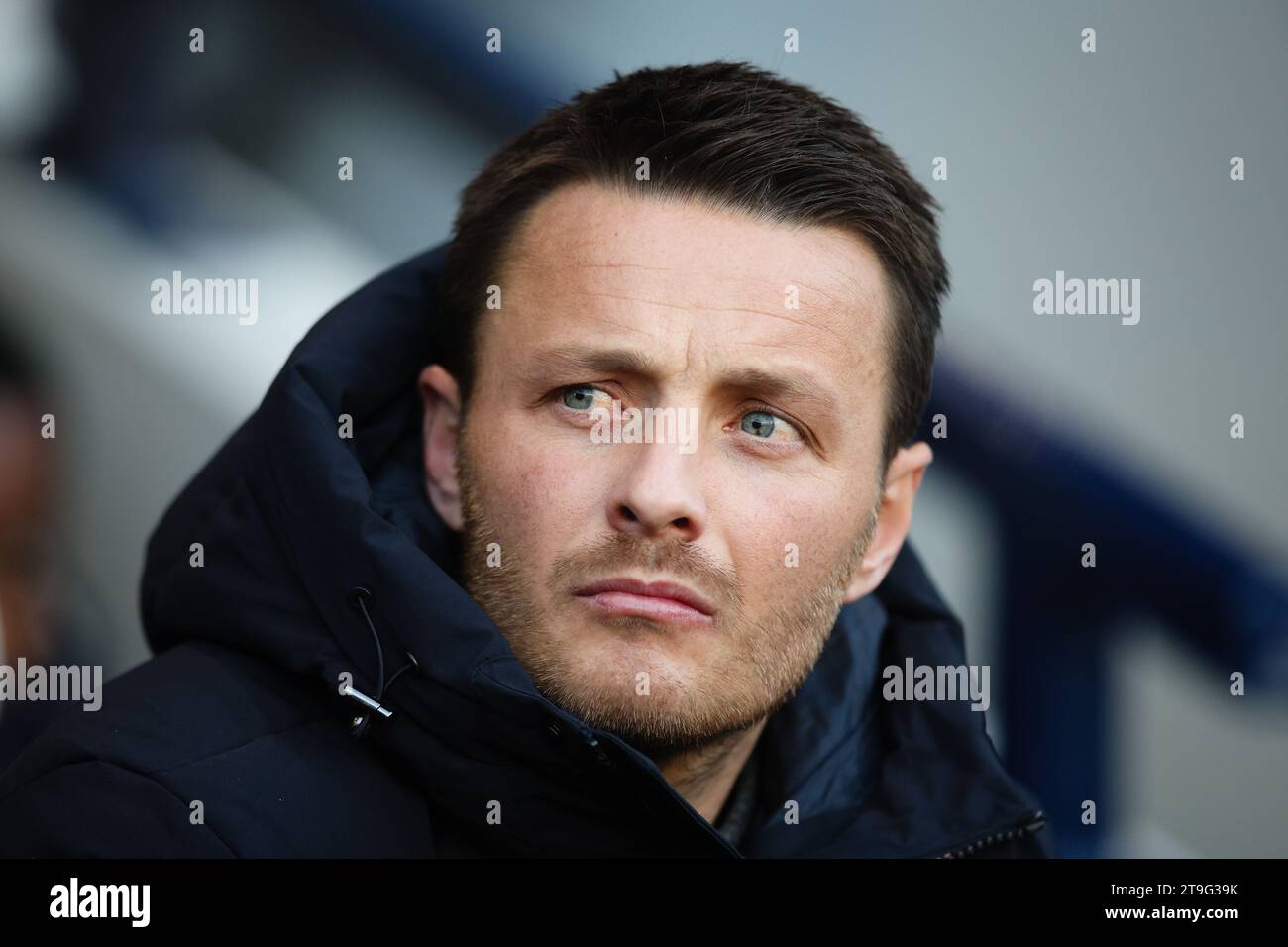 LONDON, UK - 25th Nov 2023: Millwall Manager Joe Edwards looks on ahead ...