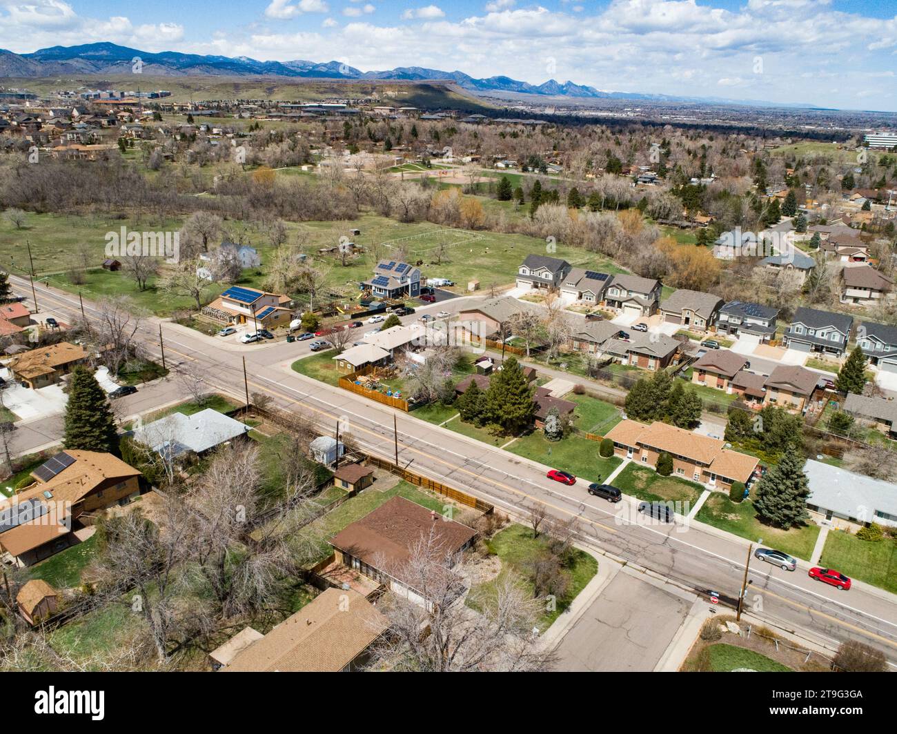 Denver Colorado Xenon street aerial drone shot of the historic ...