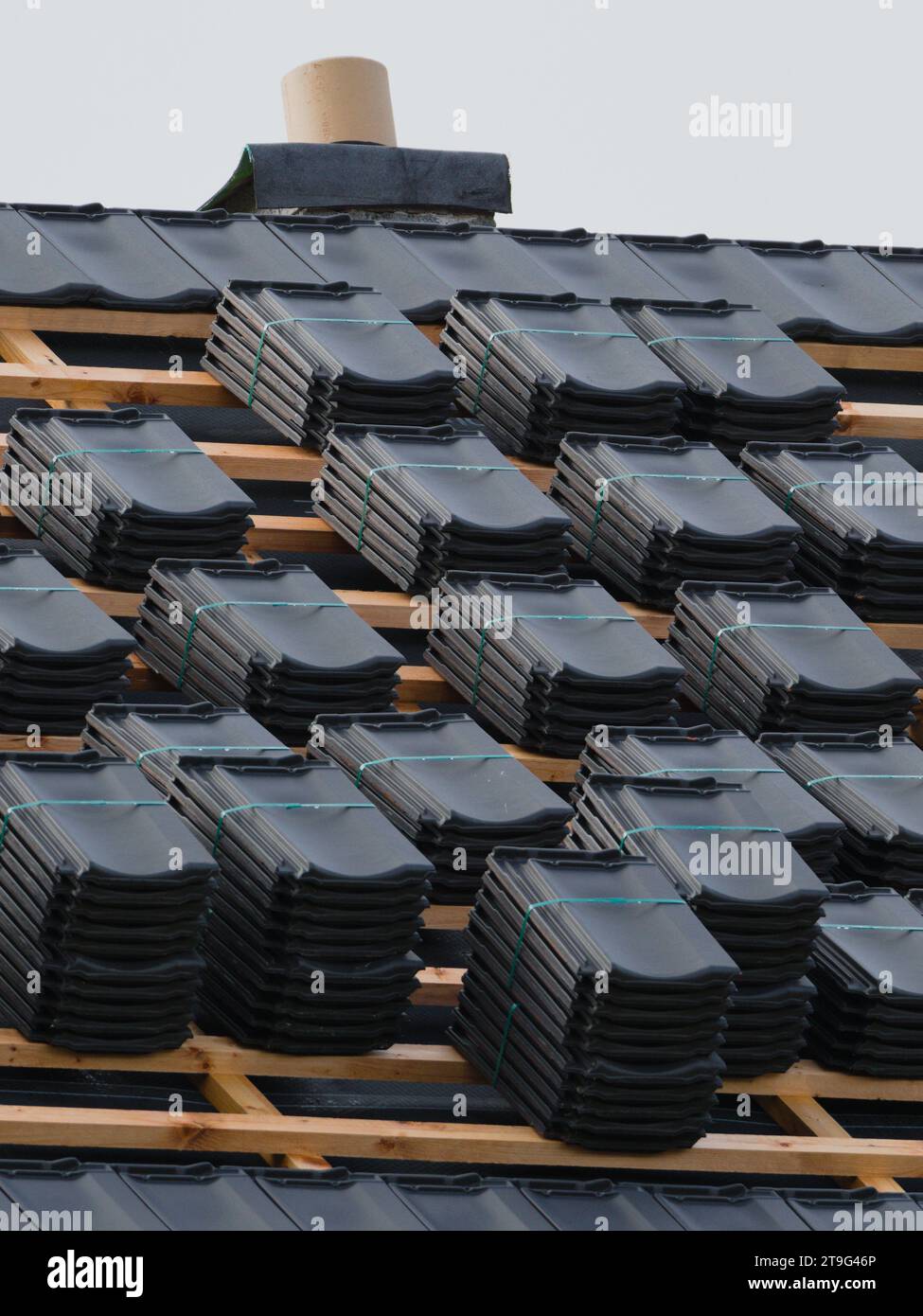 Roof building. Roofing finishing. Construction of unfinished house made ...