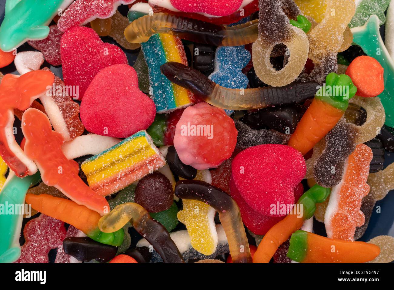 Assorted and colorful sugared gell candies Stock Photo - Alamy