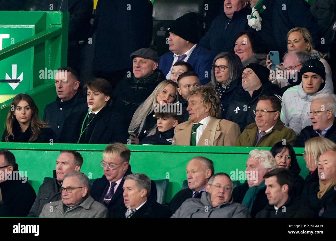 Singer-songwriter and Celtic fan Rod Stewart watches from the stands ...
