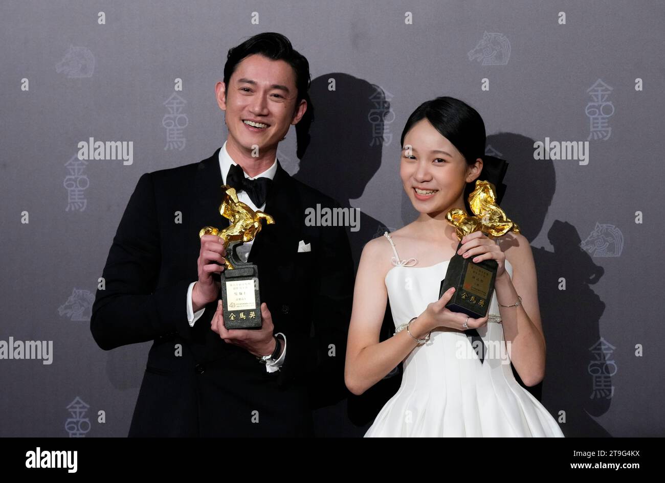 Taiwanese actress Audrey Lin, right, and Taiwanese actor Wu Kang-ren ...