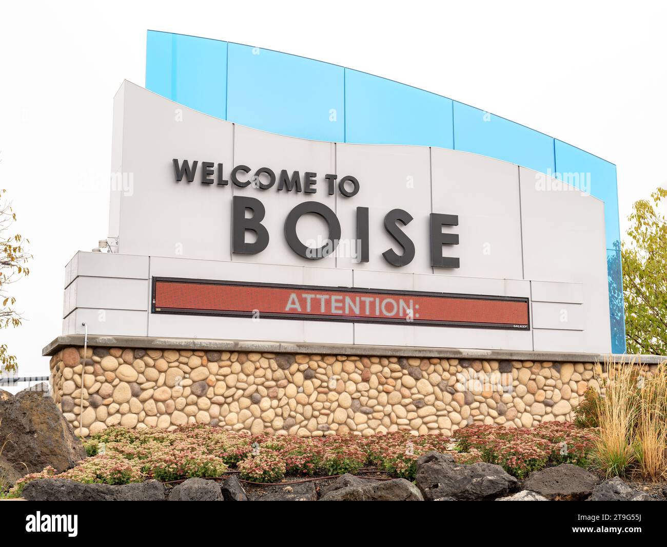 Fancy sign welcoming folks to Boise Stock Photo - Alamy