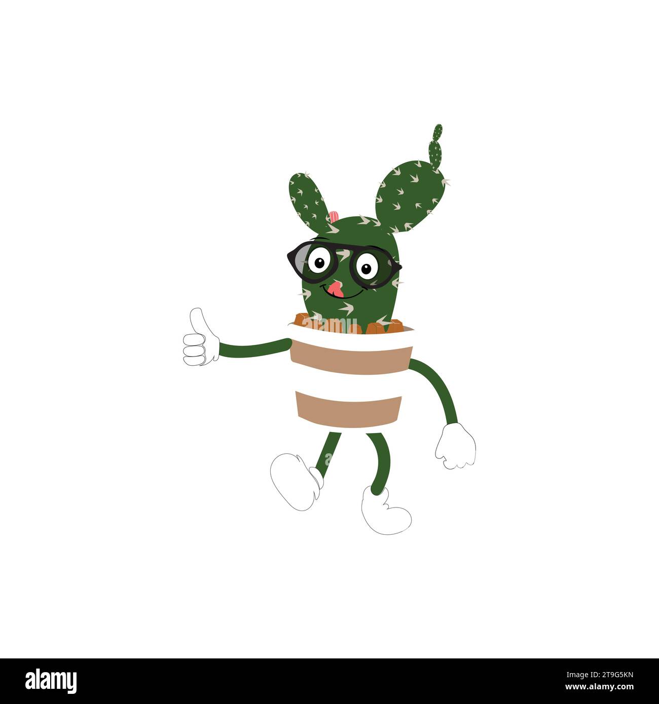 Cartoon cactus plant in a pot character mascot in black sunglasse ...