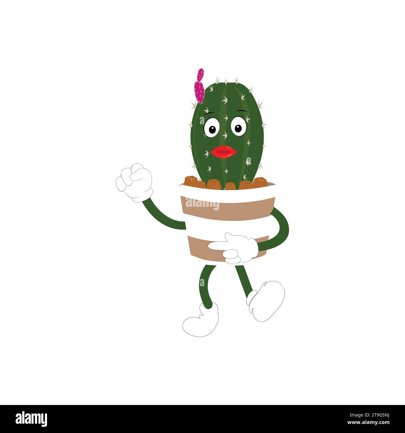 Cartoon cactus plant in a pot character mascot in black sunglasse ...