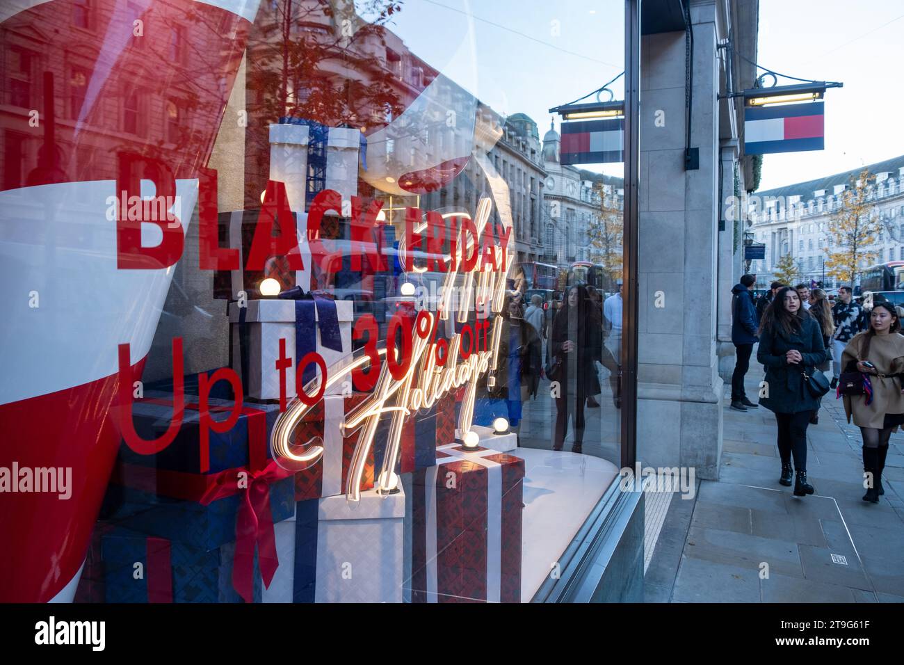 LONDON- NOVEMBER 23, 2023: Shoppers on Regent Street with Black Friday ...