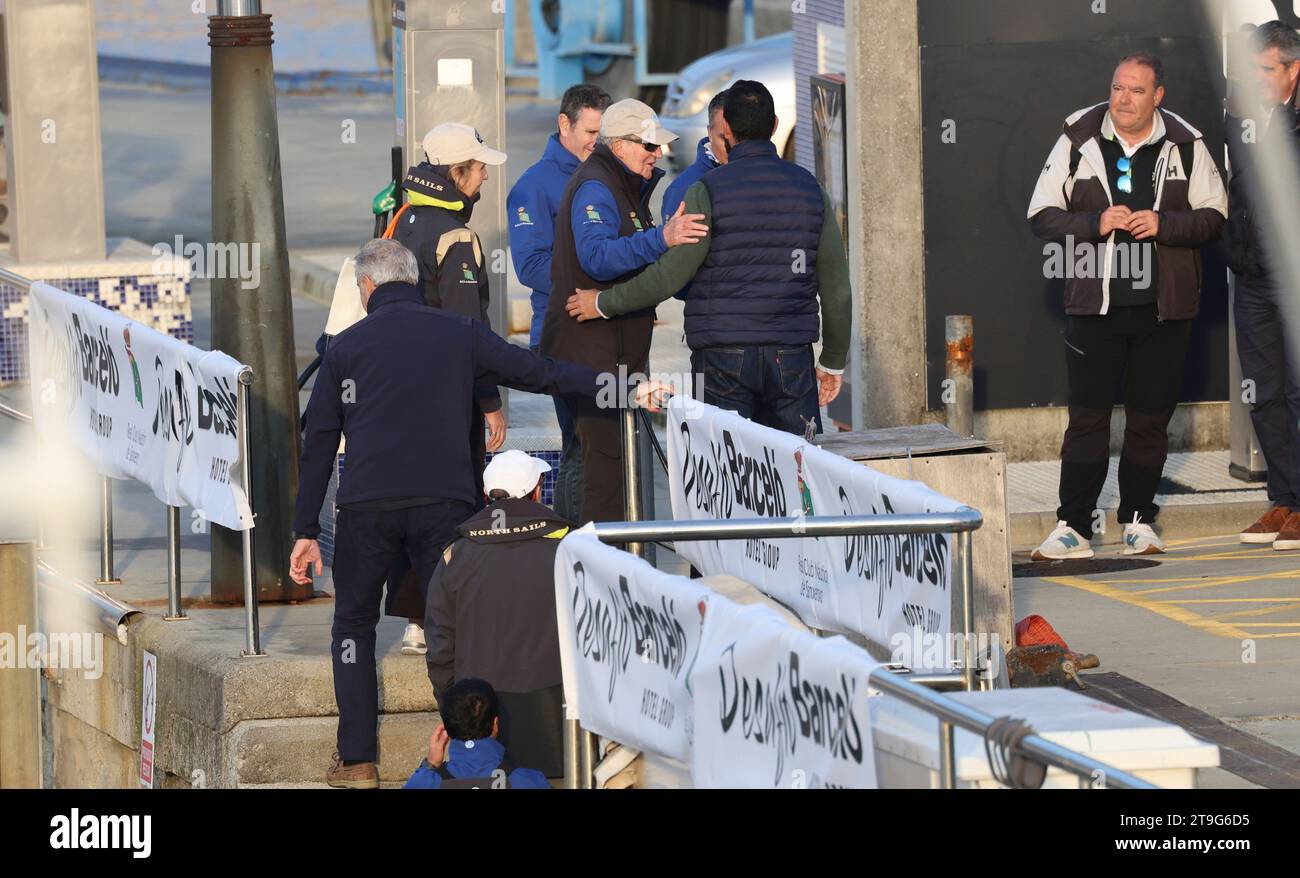 King Juan Carlos on his arrival at the marina, November 25, 2023, in ...