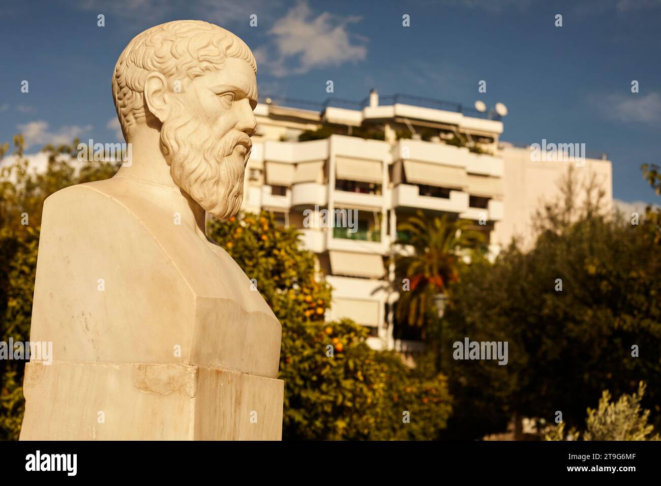 Plato Statue at kolonos athens greece Stock Photo - Alamy