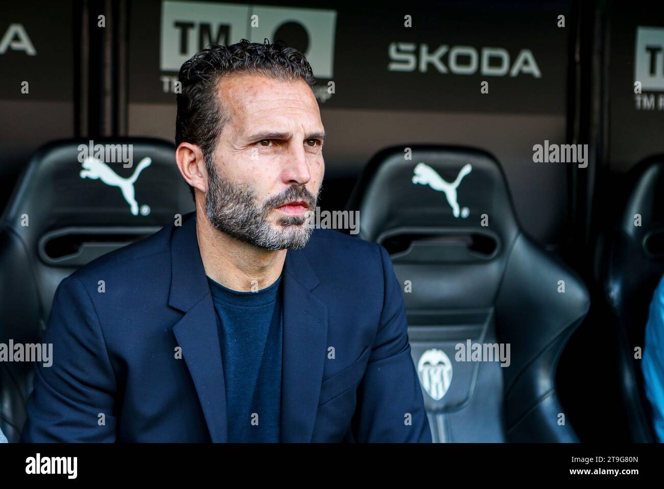 Ruben Baraja, head coach of Valencia, looks on during the spanish ...