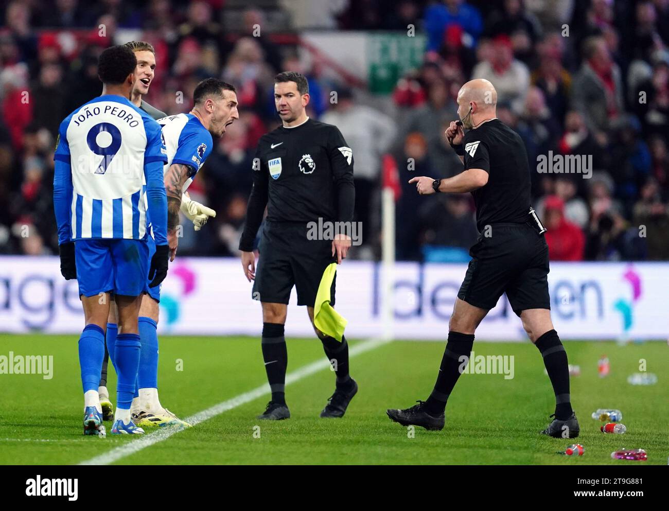 Referee Anthony Taylor awards a penalty to Nottingham Forest following ...