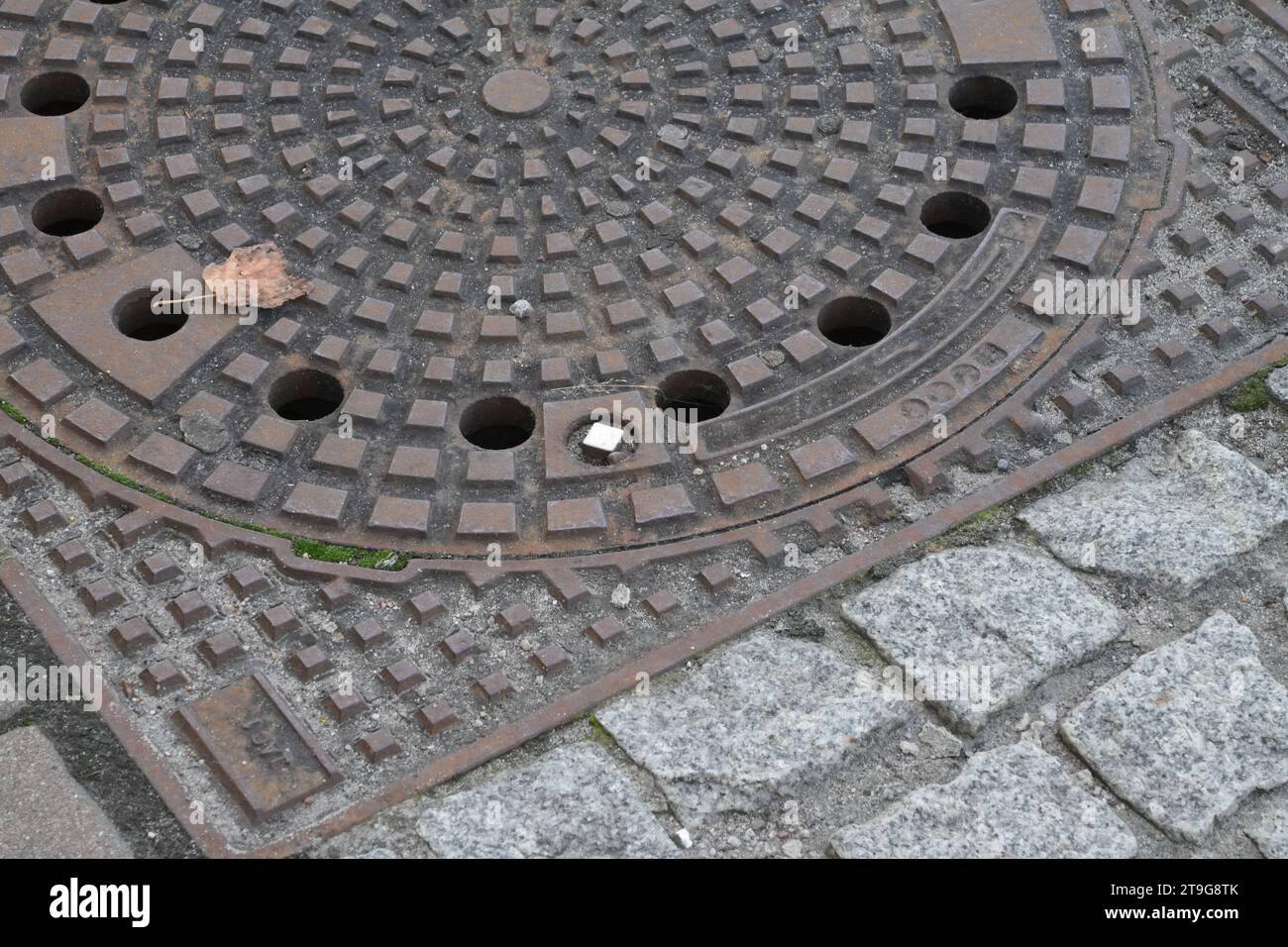 Dirty ore from rust sewer manhole, city water supply system, waste ...