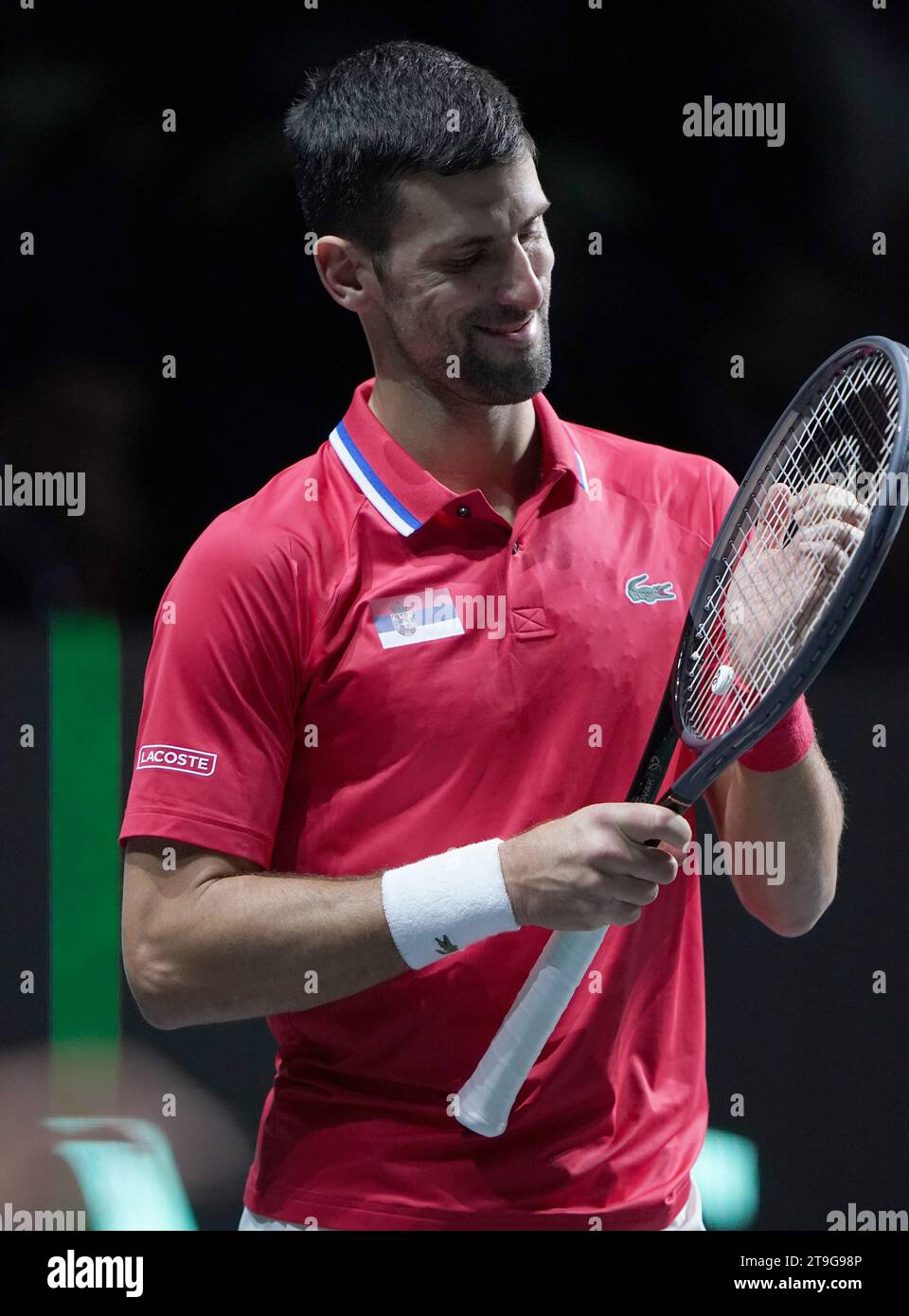Serbia's Novak Djokovic looks dejected early on against Italy's Jannik Sinner during the 2023 ...