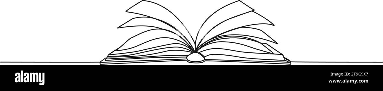 continuous single line drawing of an open book, line art vector ...