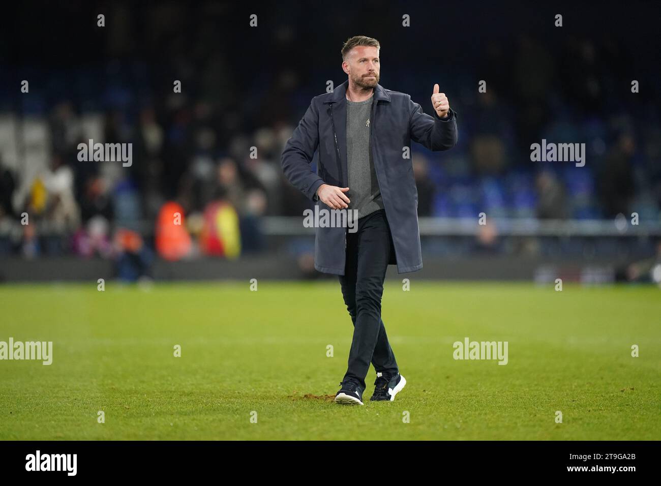 Luton Town manager Rob Edwards celebrates the win after the Premier ...