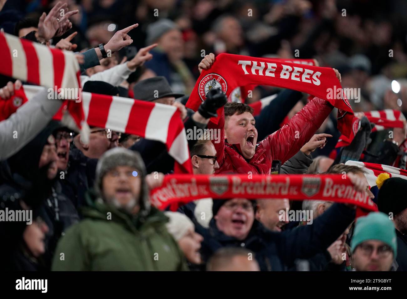 Brentford fans in the stands before the Premier League match at the ...