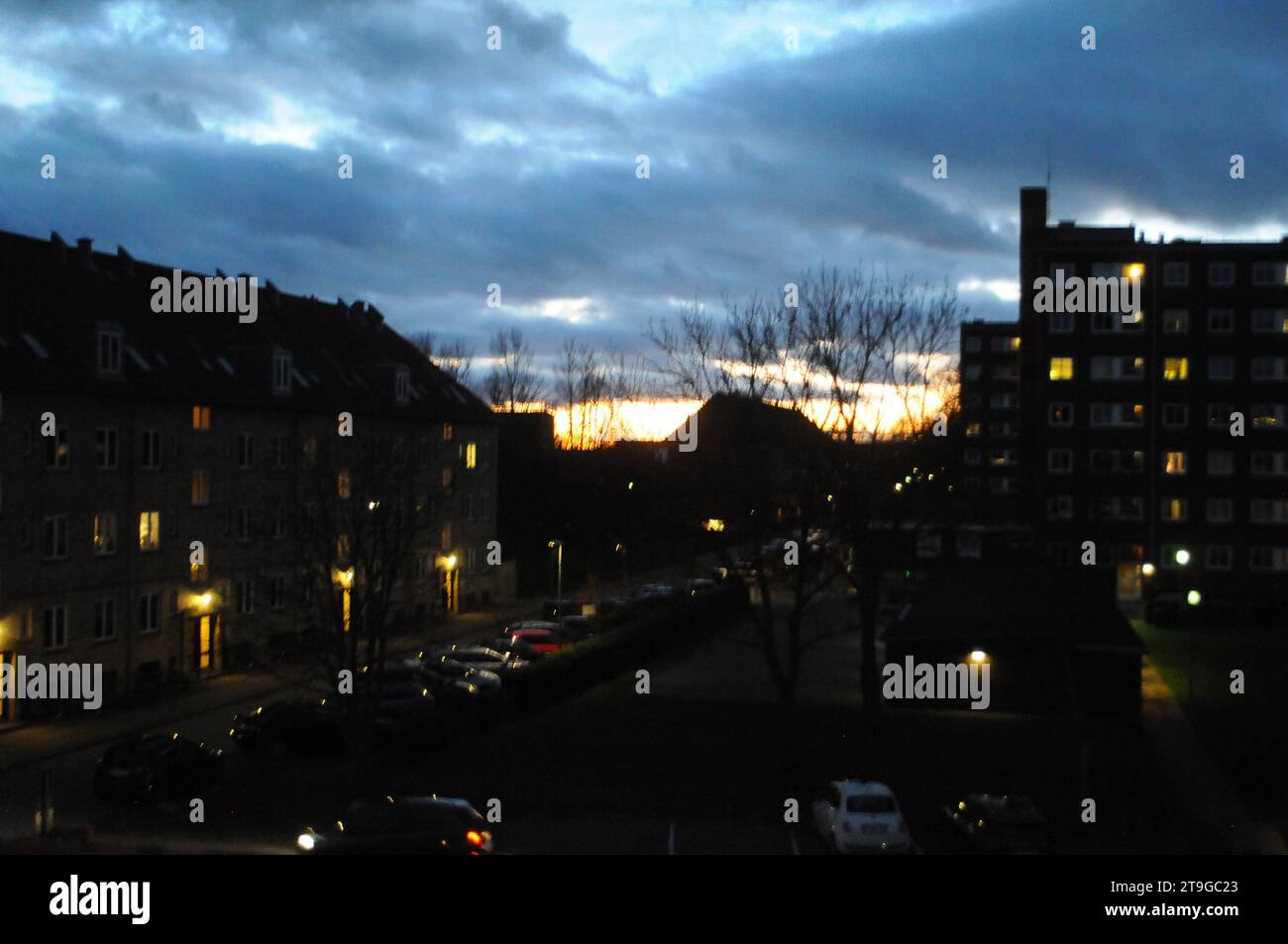 Copenhagen, Denmark /25 November 2023/.Sun sets view over Copenhagen ...