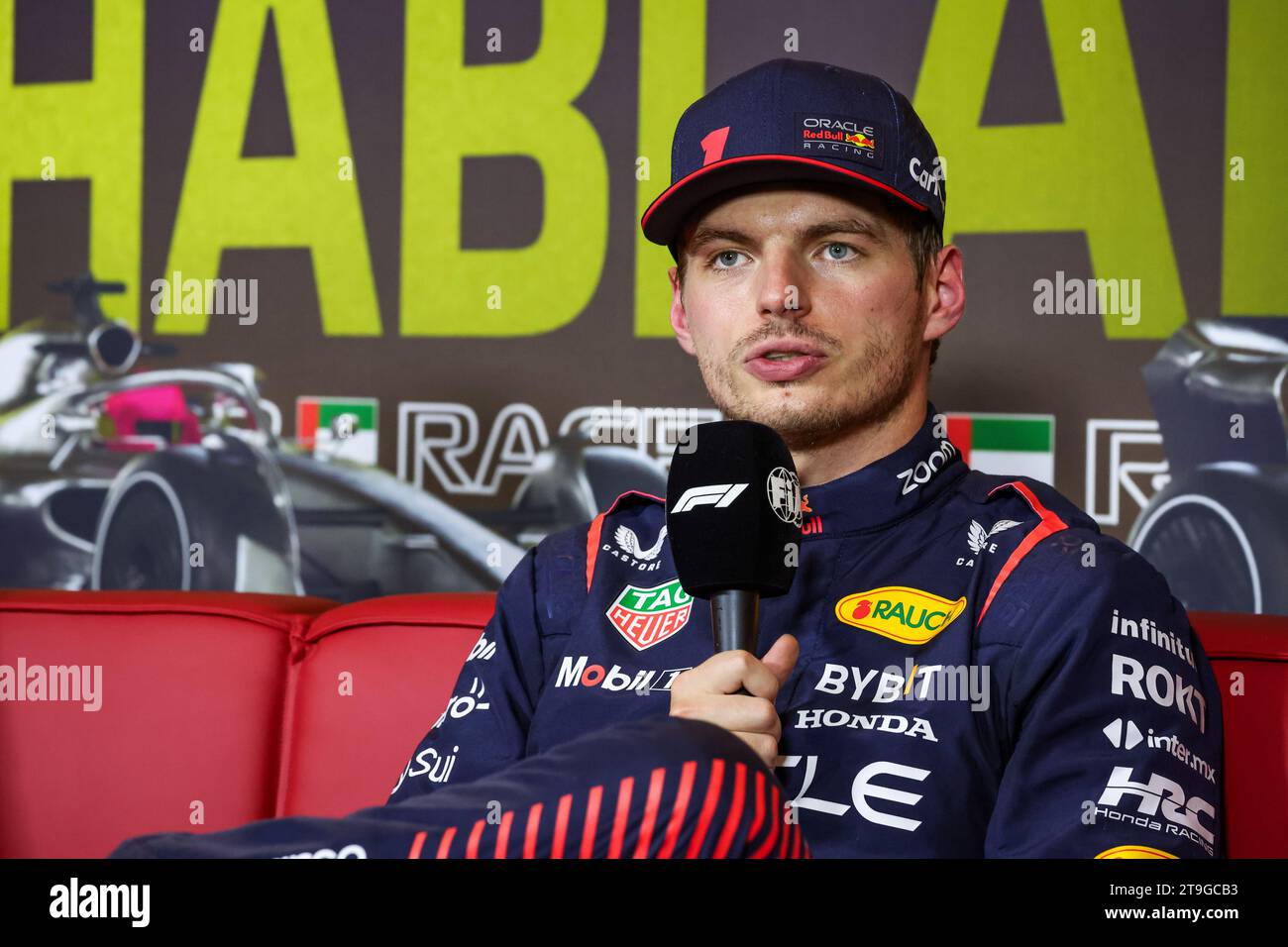VERSTAPPEN Max (ned), Red Bull Racing RB19, portrait during the 2023 Formula 1 Etihad Airways ...
