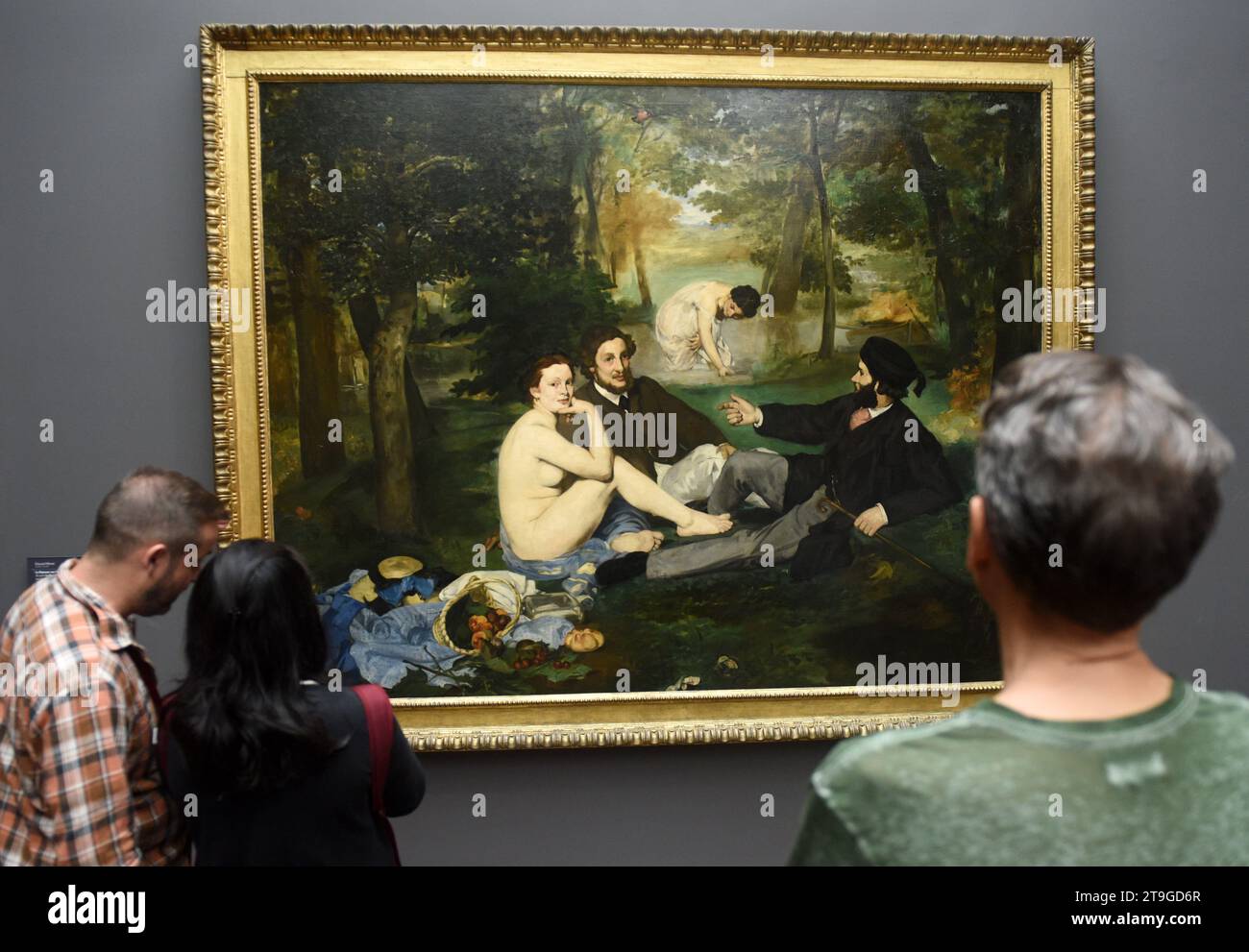 Paris, France - August 29, 2019: Visitor near the Le dejeuner sur l ...
