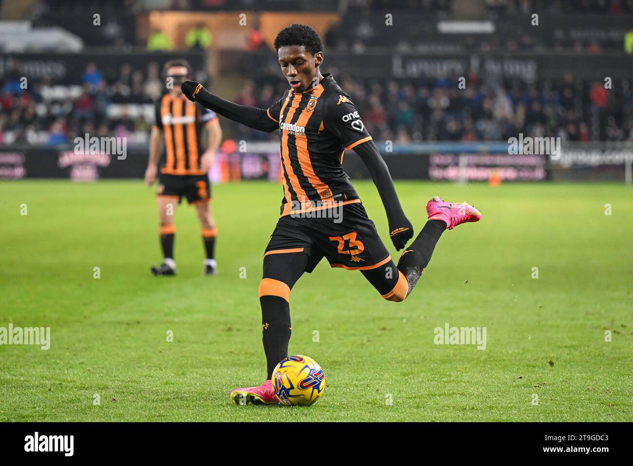 Jaden Philogene-Bidace #23 of Hull City crosses the ball during the Sky ...