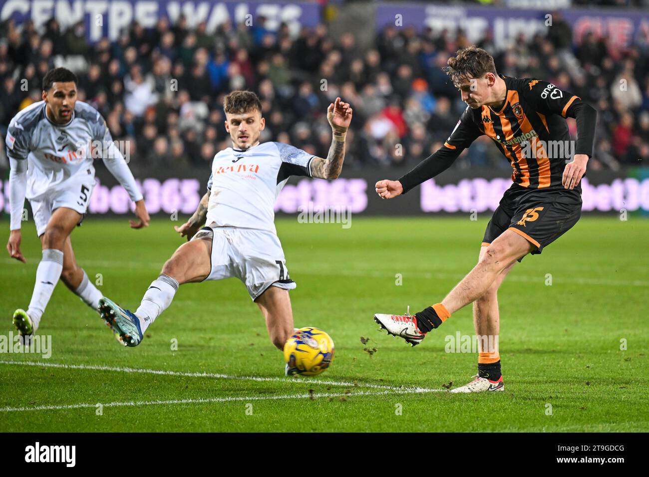 Tyler Morton #15 of Hull City shoots on goal during the Sky Bet ...