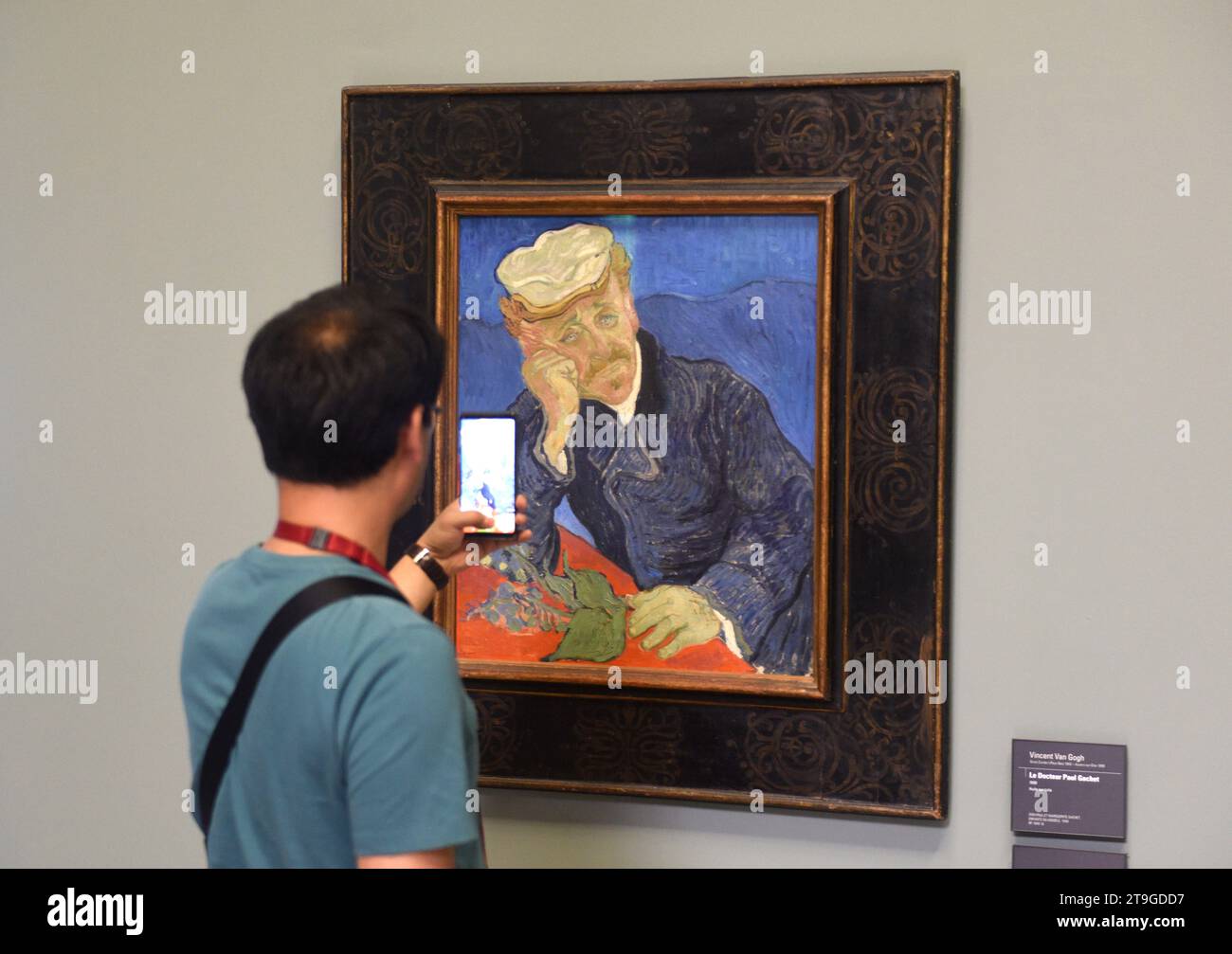 Paris, France - August 29, 2019: Visitor make a photo by smartphone the ...