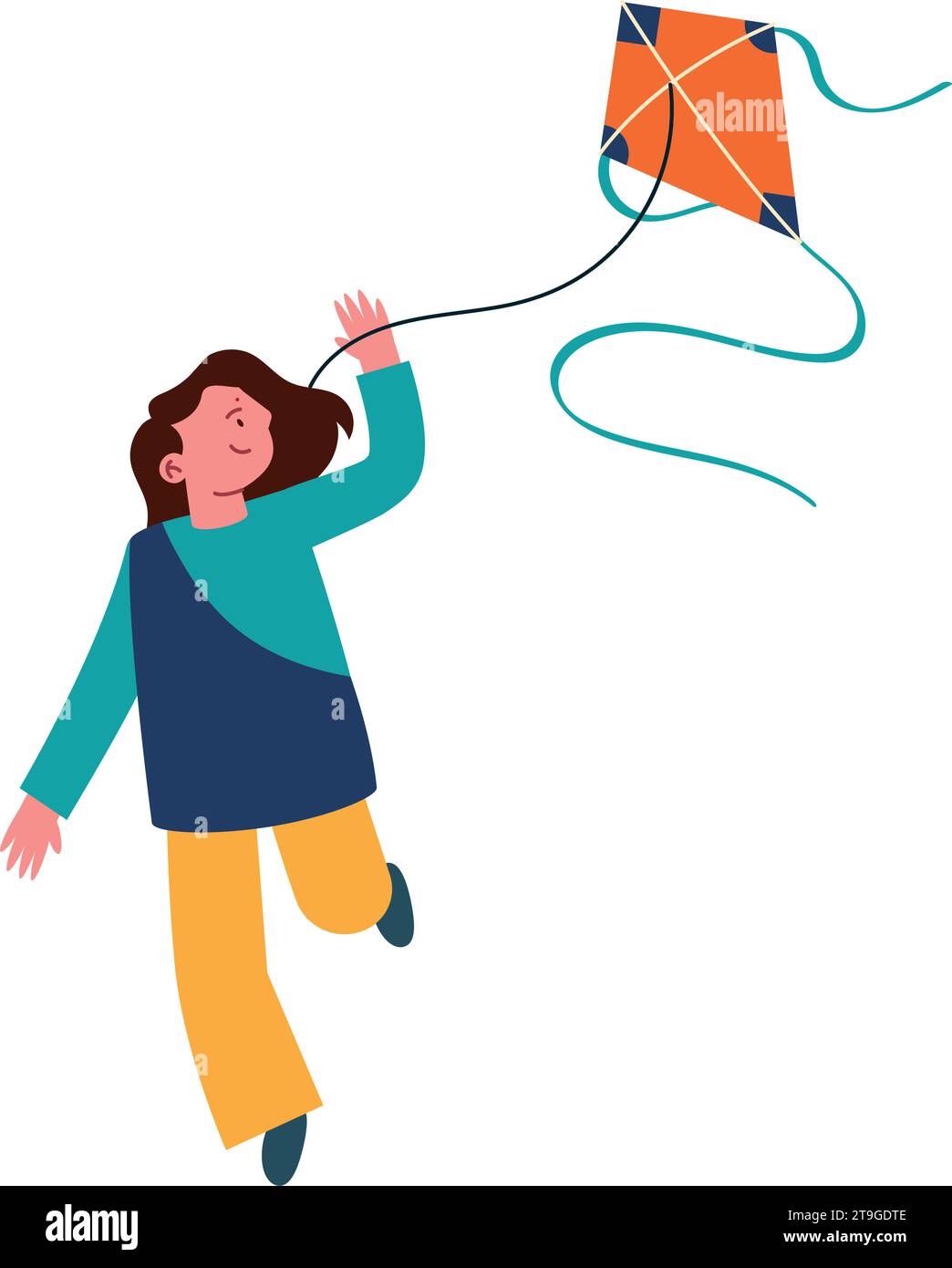 makar sankranti lady flying kite vector isolated Stock Vector Image ...