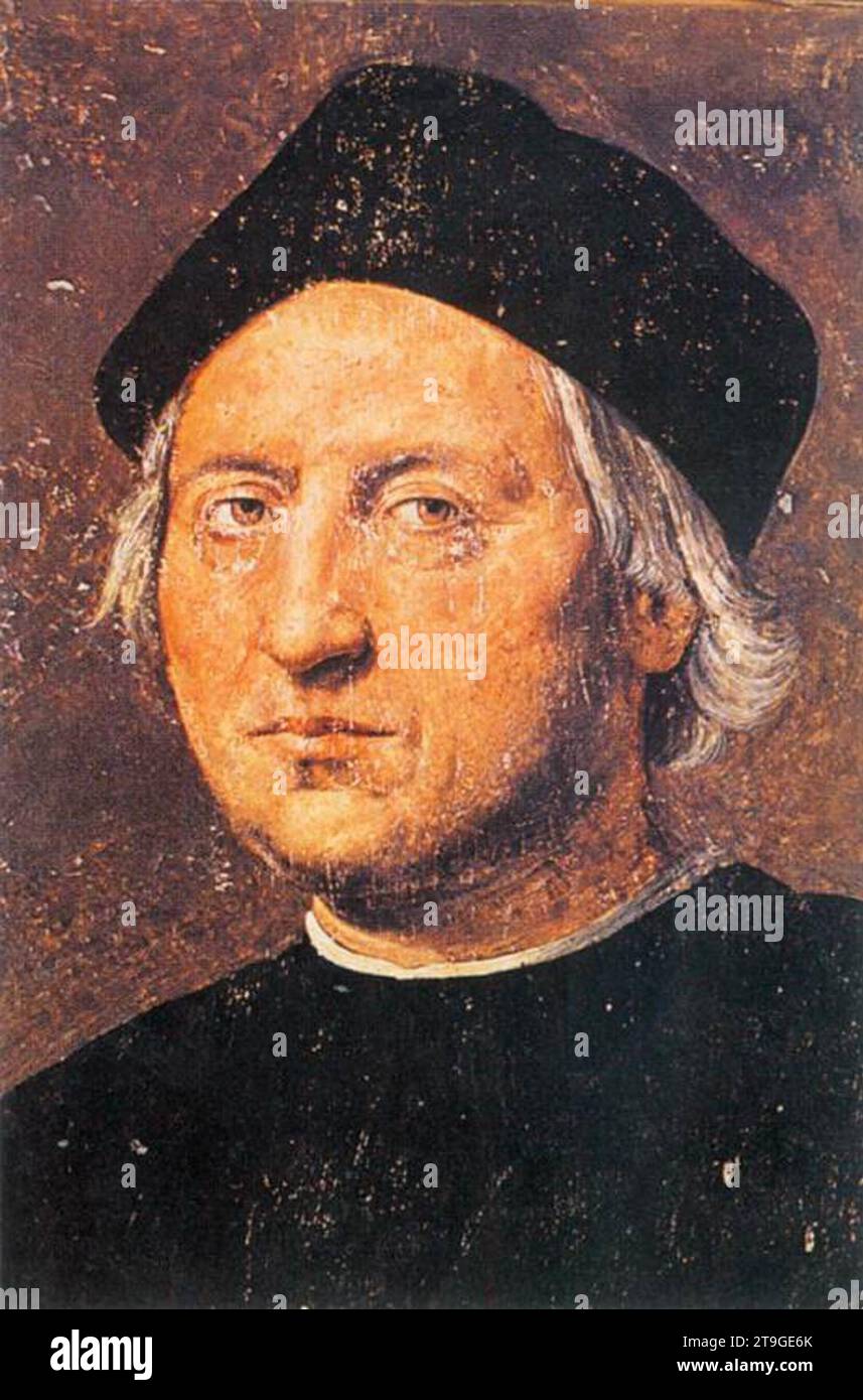 Portrait of Christopher Columbus c. 1525 by Ridolfo Ghirlandaio Stock ...