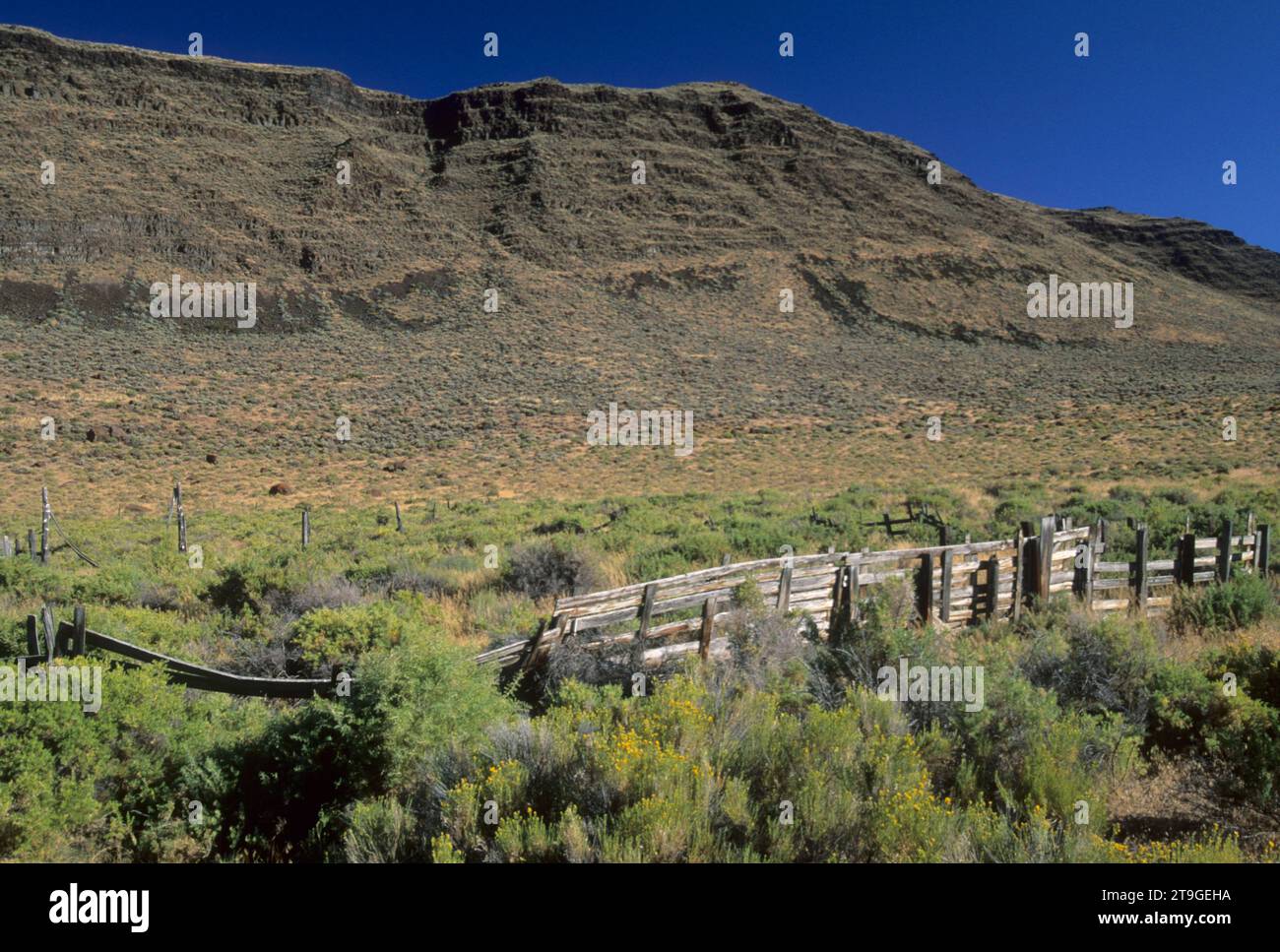 Corral below Abert Rim, Oregon Outback Scenic Byway, Oregon Stock Photo ...
