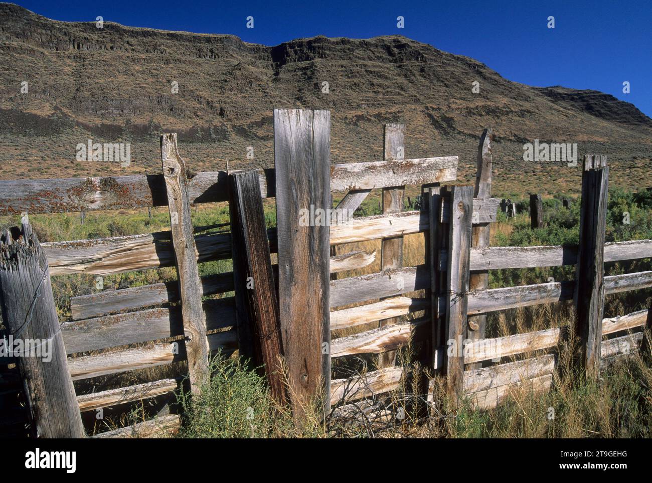 Corral below Abert Rim, Oregon Outback Scenic Byway, Oregon Stock Photo ...