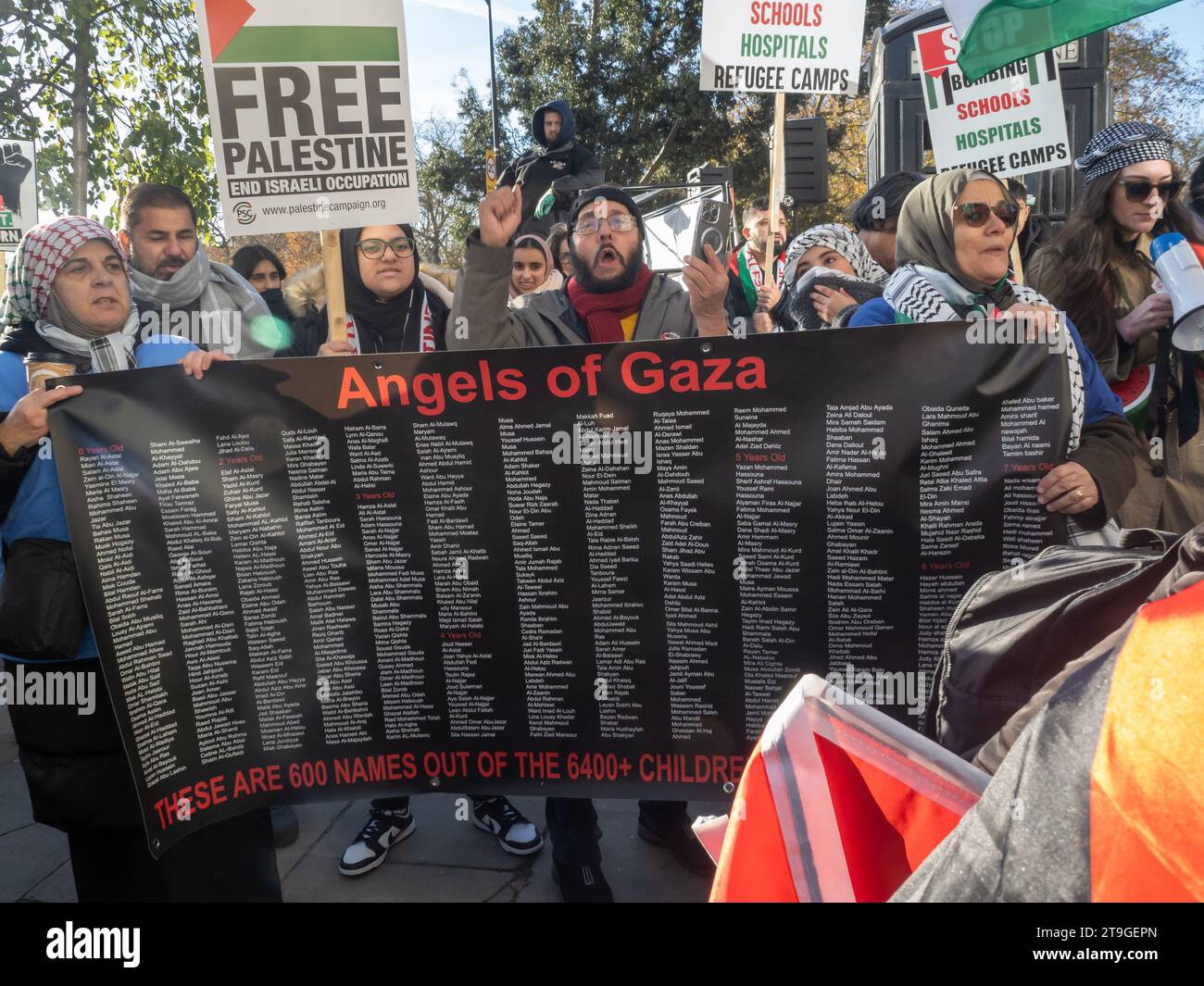 London, UK. 25 Nov 2023. Angels of Gaza. Hundreds of thousands marched ...
