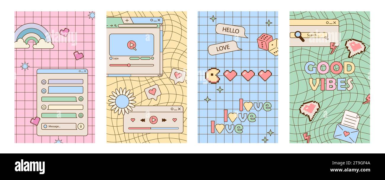 Colorful modern retro posters Stock Photo - Alamy