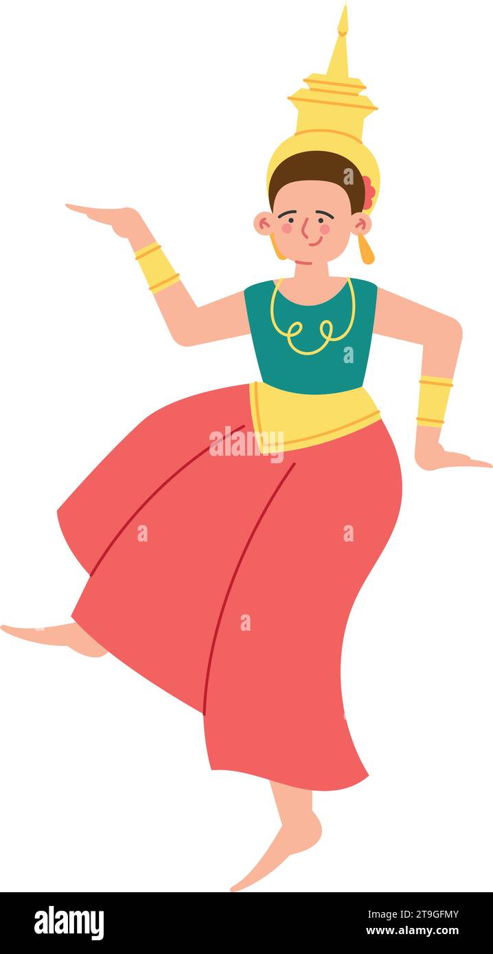 myanmar woman dancer design vector isolated Stock Vector Image & Art ...