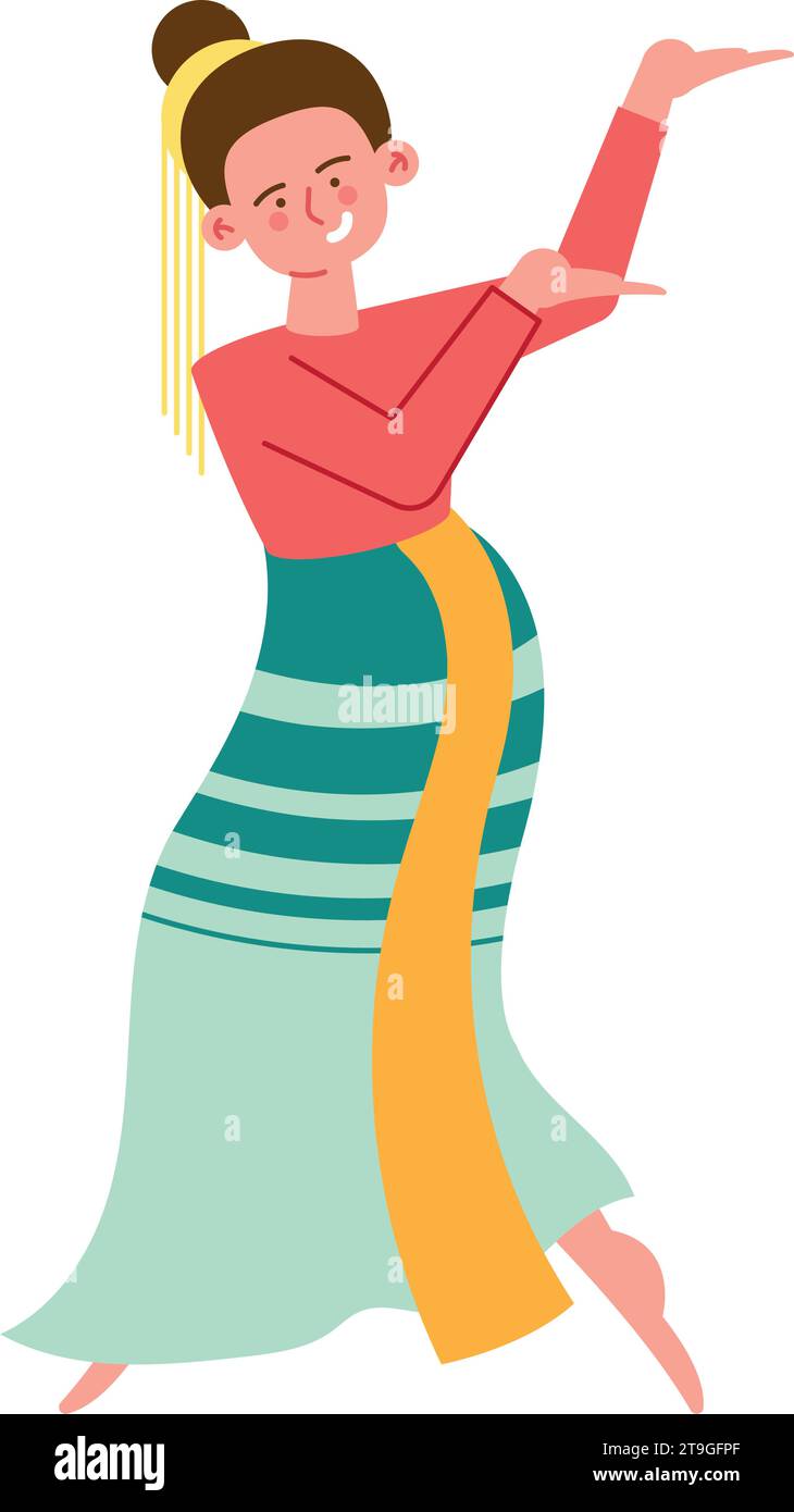 myanmar traditional dancer illustration vector isolated Stock Vector ...