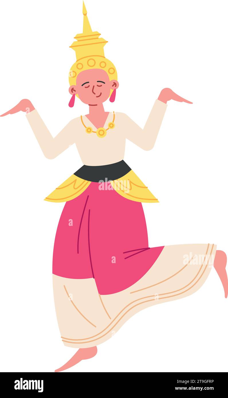 myanmar woman dancer illustration vector isolated Stock Vector Image ...