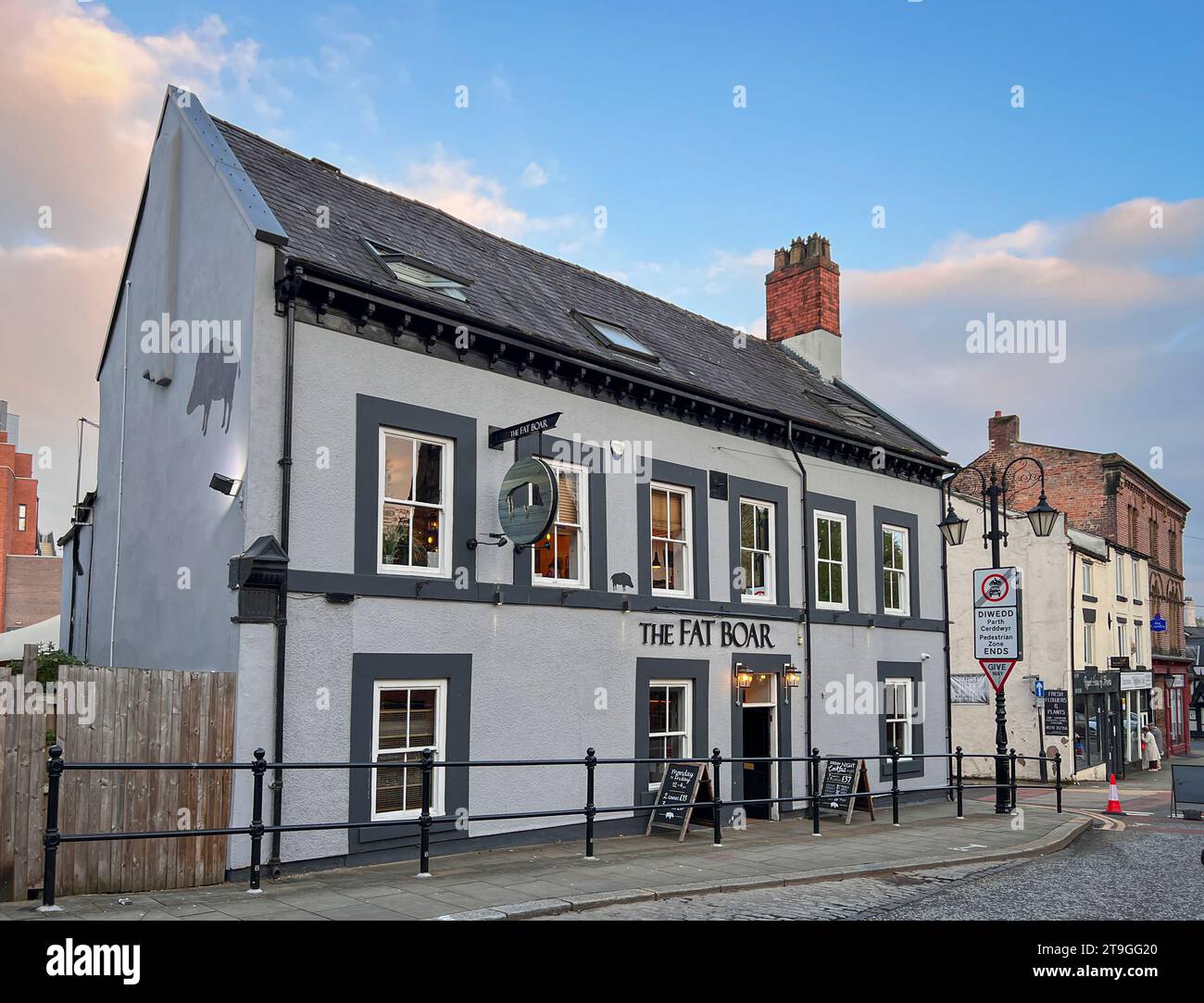 The Fat Boar public house in the city of Wrexham, North Wales, UK Stock ...