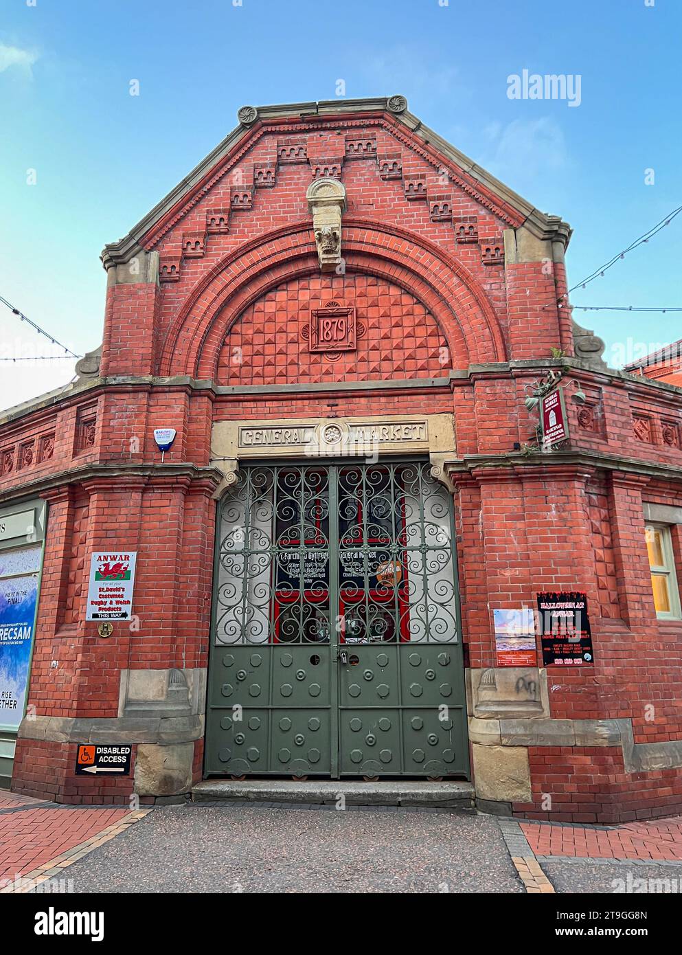 Entrance to the General Market in the city of Wrexham, North Wales ...