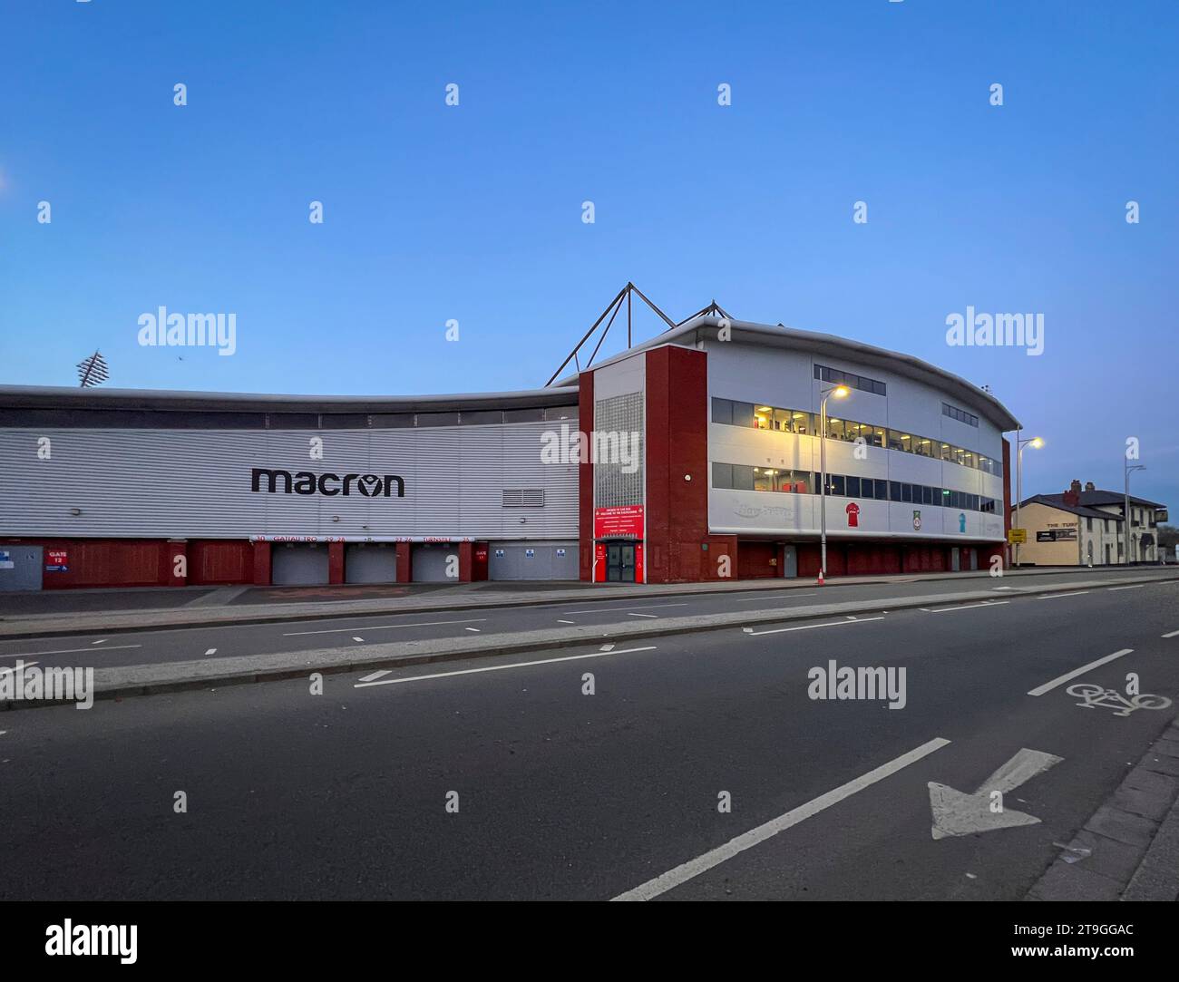 Wrexham football stadium known as the Racecourse Ground in the city of ...