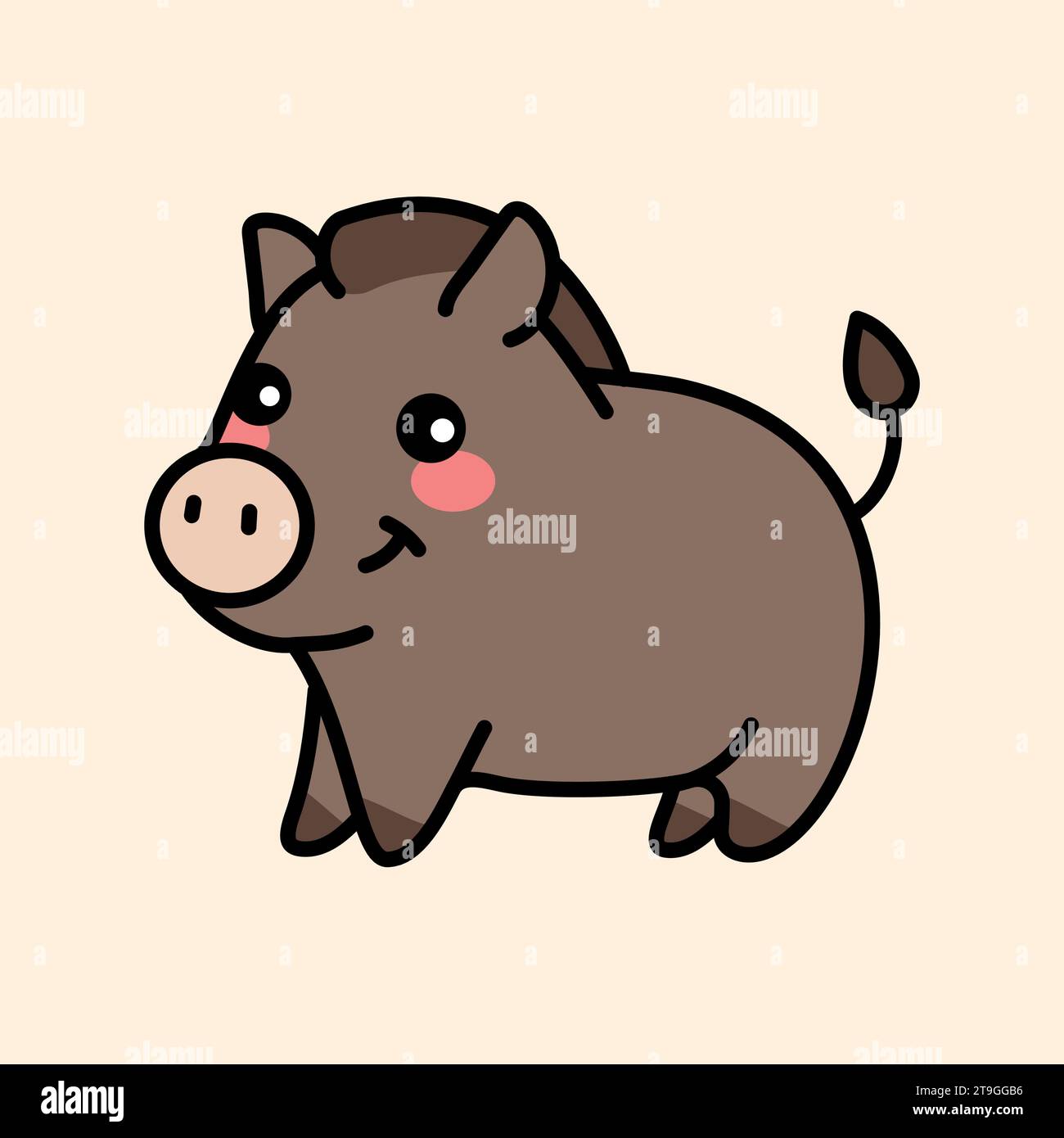 Boar color element. Hand drawn animals. Cartoon characters set ...