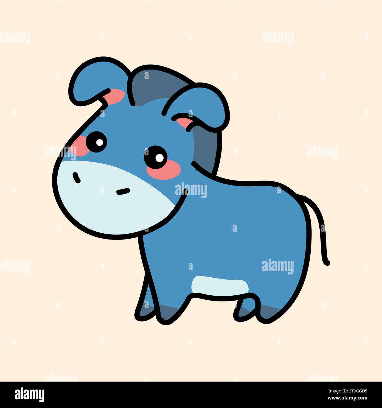 Donkey color element. Hand drawn animals. Cartoon characters set ...