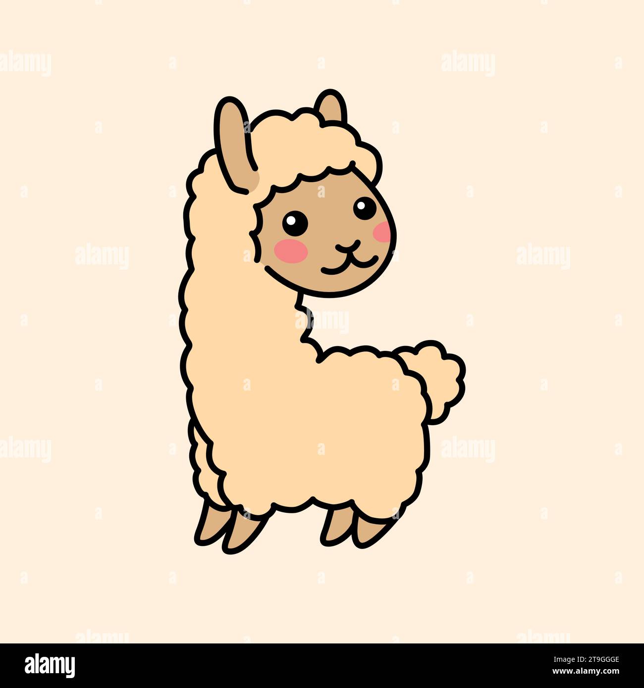 Lama color element. Hand drawn animals. Cartoon characters set ...