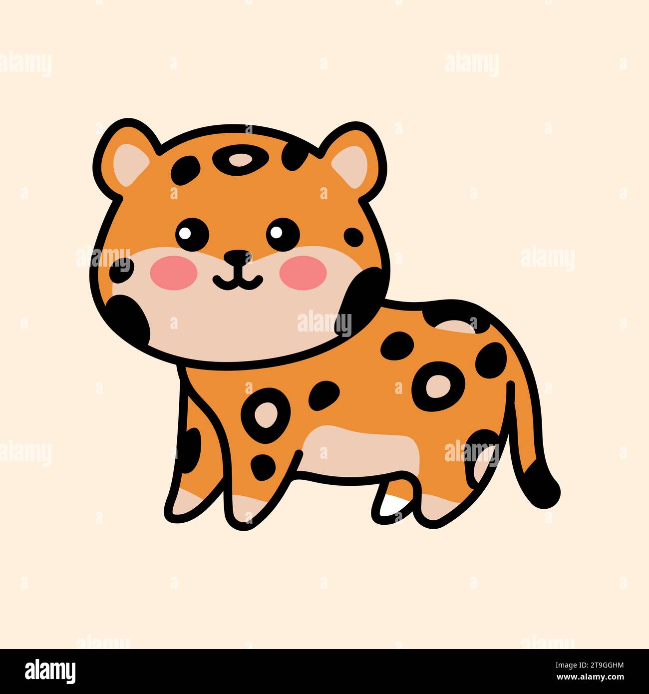 Leopard color element. Hand drawn animals. Cartoon characters set ...