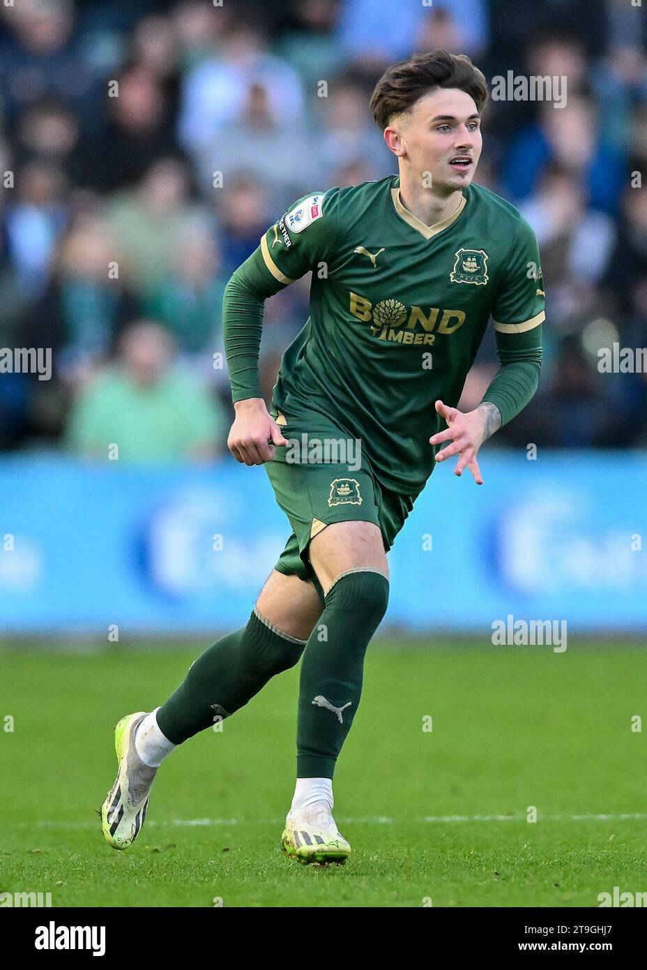 Luke Cundle #28 of Plymouth Argyle in action during the Sky Bet ...
