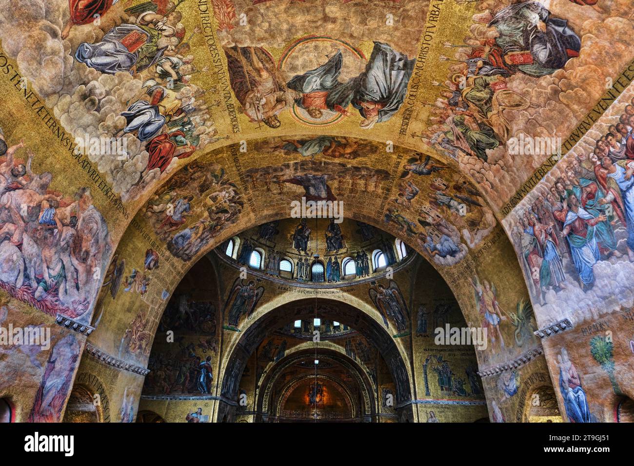 Venice, Italy - November 9 2023: Interior view of St Mark Basilica with ...