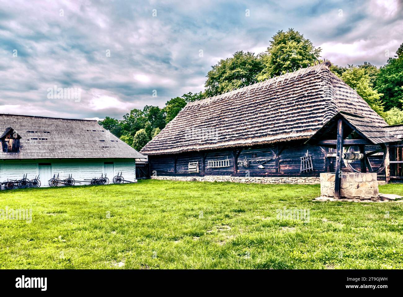Summer landscape on the territory of the Museum of Folk Architecture in ...