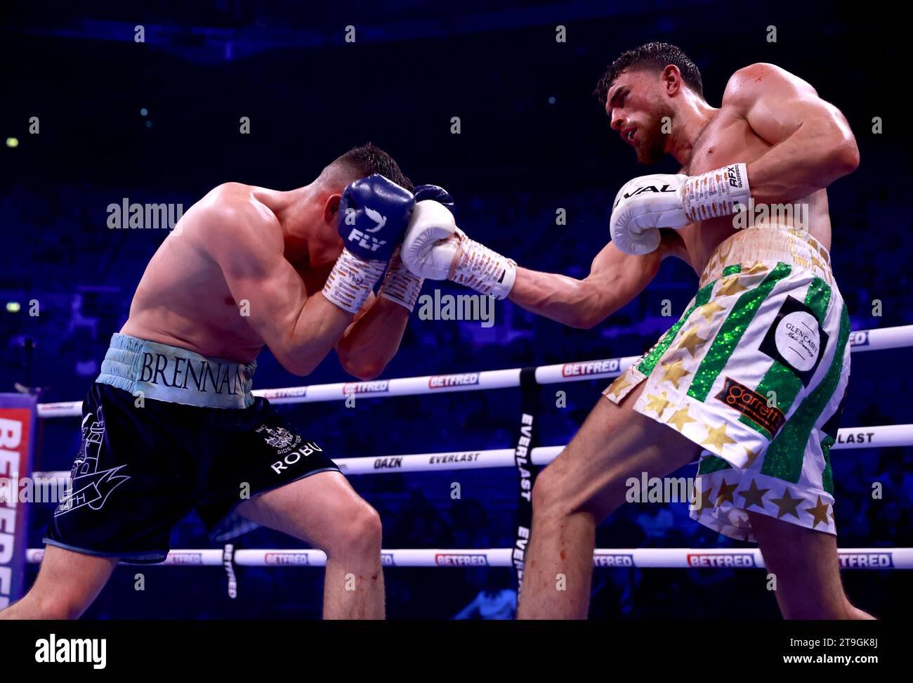 Emmett Brennan (left) in action against Jamie Morrissey during their ...